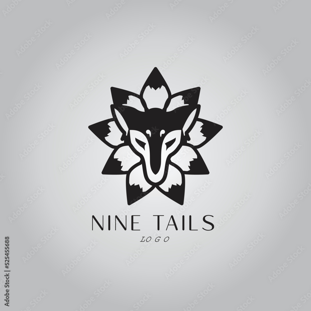 Nine Tails Fox Logo Stock-Vektorgrafik | Adobe Stock