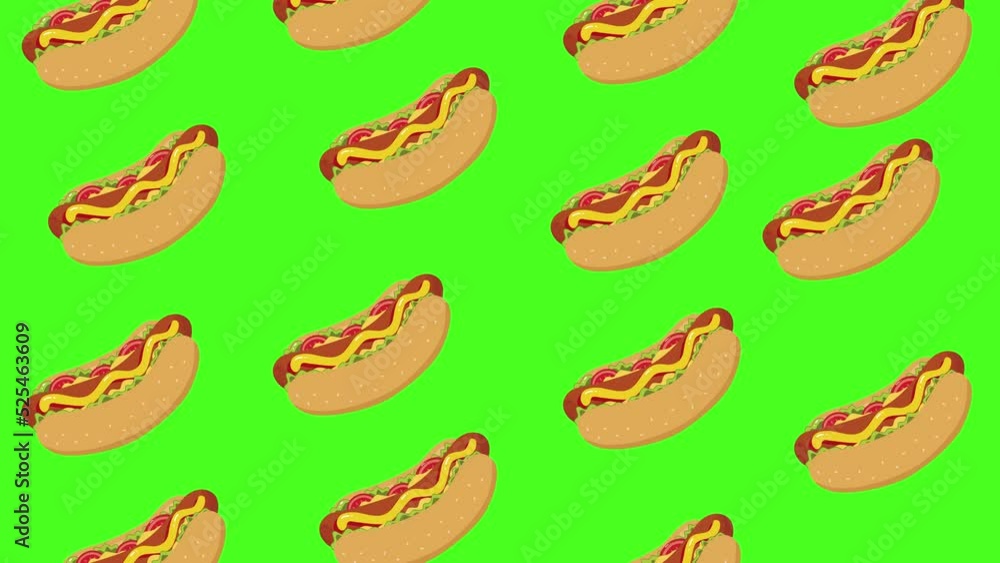 Hot dog falling through the green screen. Hot dog animation going down ...