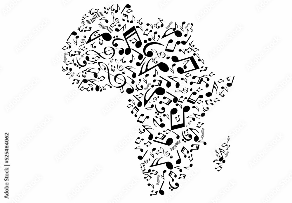 map of the continent of Africa composed of musical notes Stock Vector ...