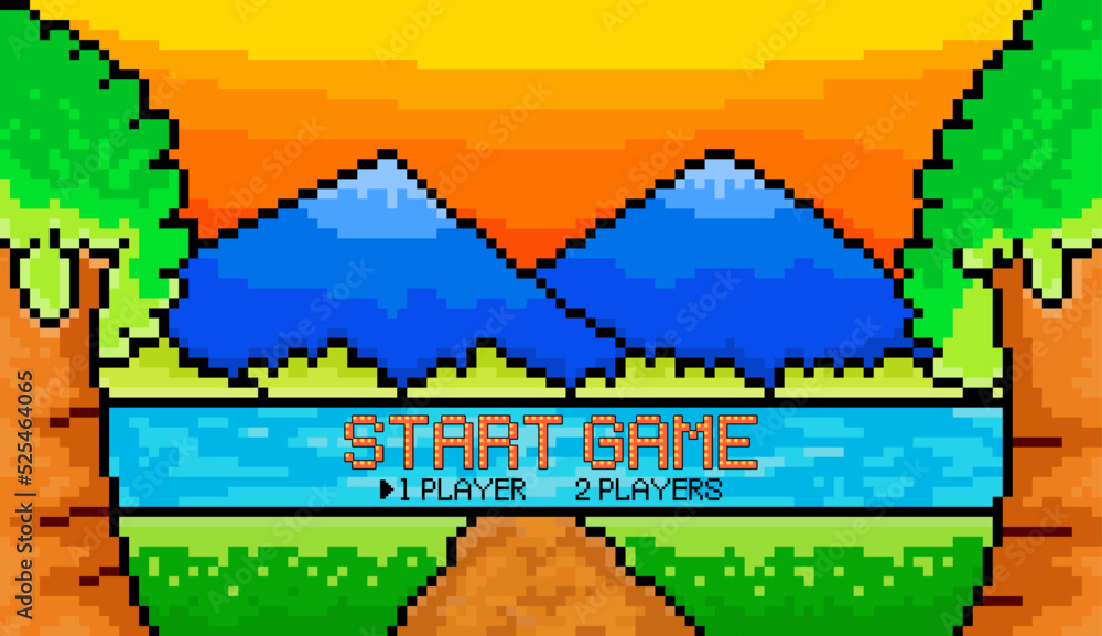 8 bit pixel background menu in games, for game assets and cross stitch ...