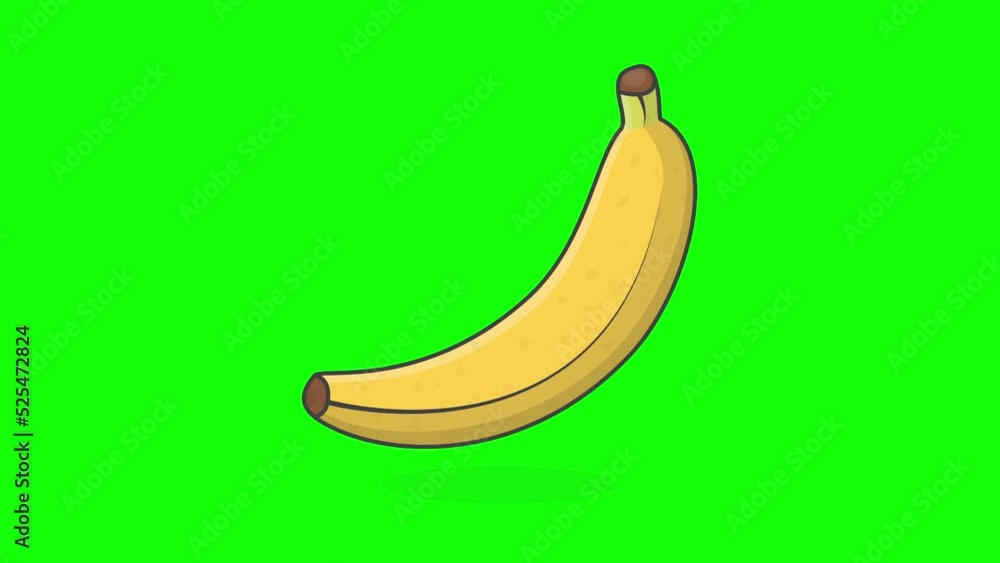 Banana On Green Screen Background. 3D Fresh Banana Fruit Animation ...