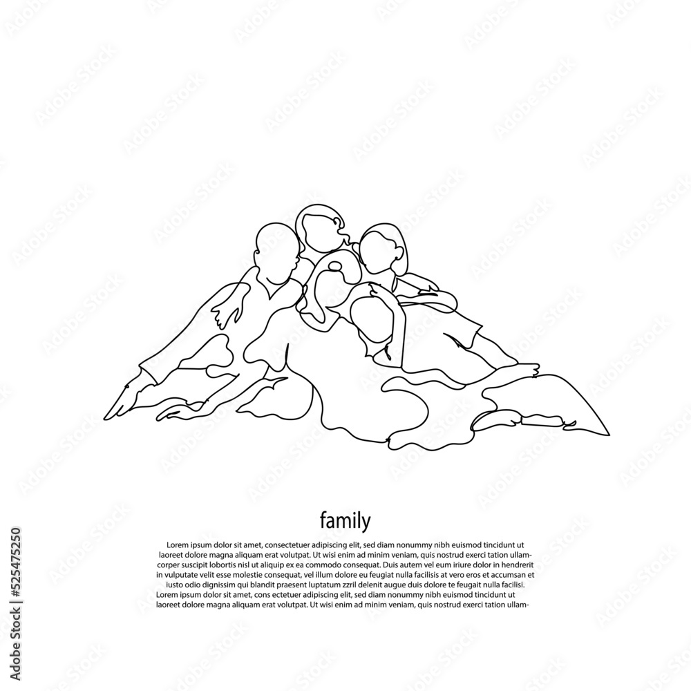 family continuous line. family line art vector, family hugging. line ...