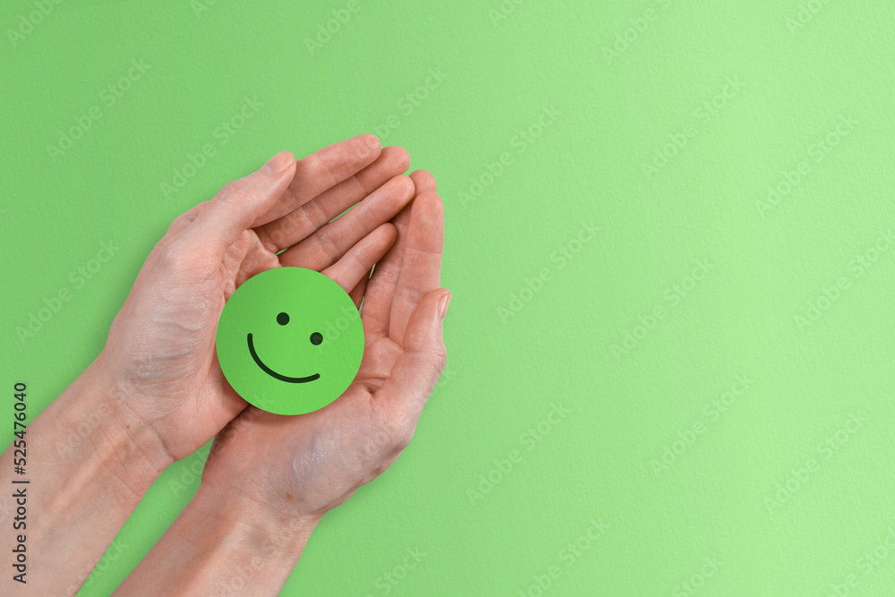 Positive Green Smiley Concept - Successful Paper Smiley Face with Copy ...