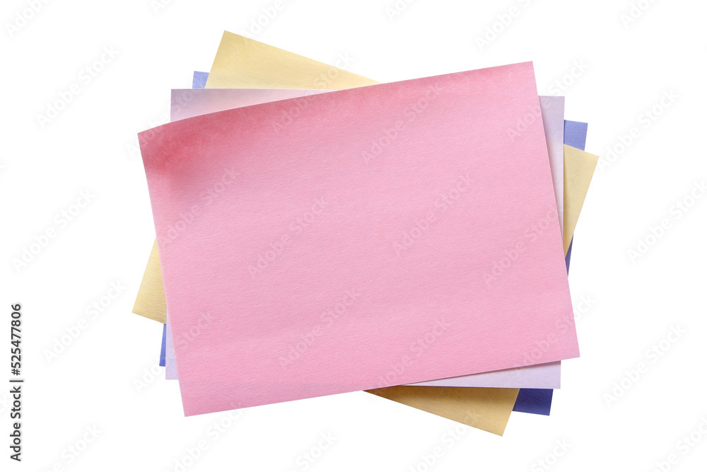 Several sticky post it note pink oblong different colors isolated ...