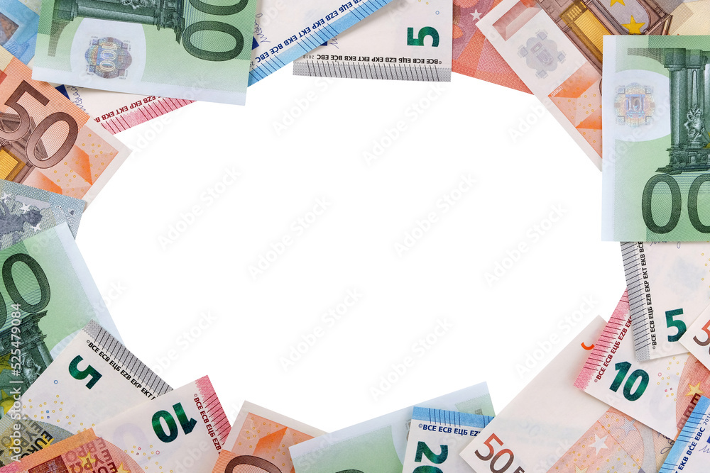 Circle border frame of Euro money bills isolated center transparent ...
