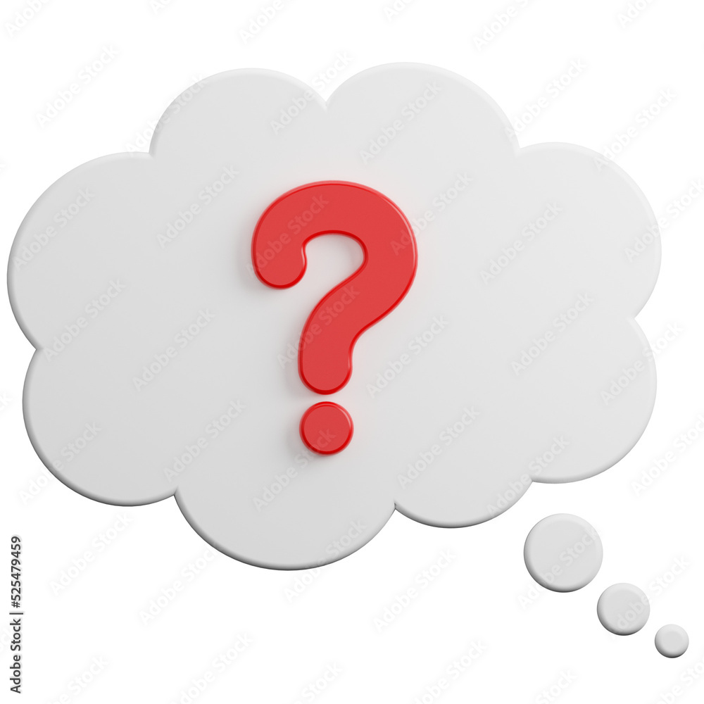 Speech bubbles with question mark on transparent background. 3D ...