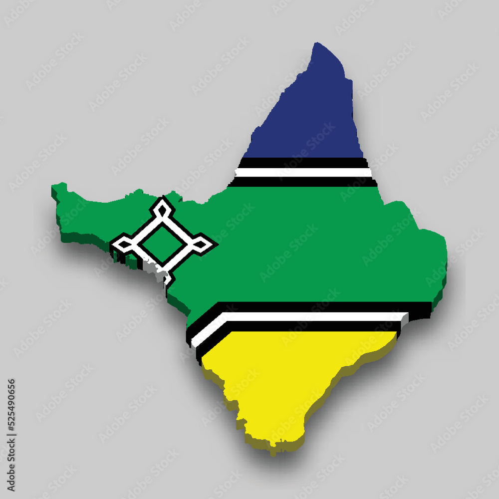 3d isometric Map of Amapa with flag Stock Vector | Adobe Stock