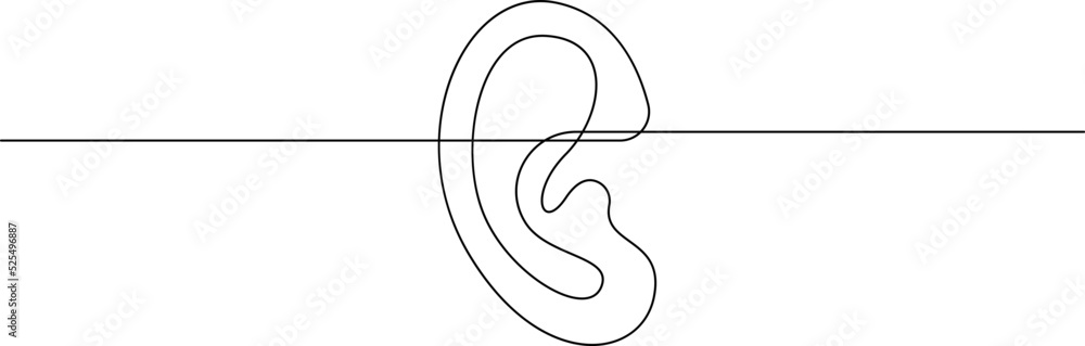 Human ear continuous line drawing. World deaf day simple one single ...