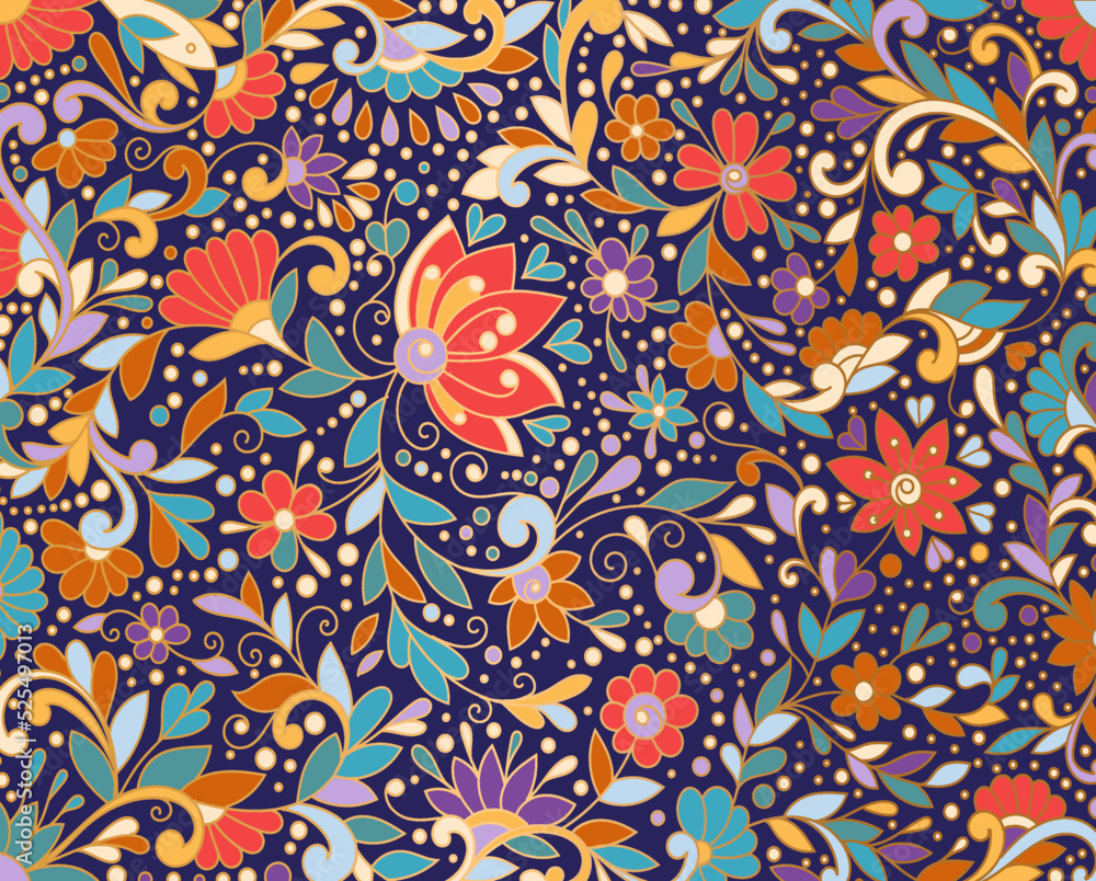 Luxury pattern on a blue background. Vector mandala template. Golden ...