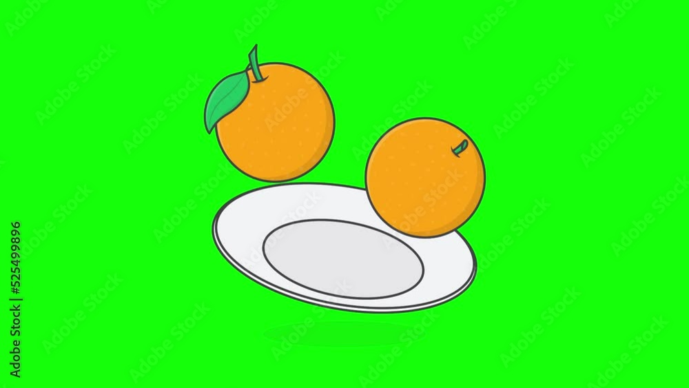 Orange Fruit On Green Screen Background. 3D Orange Fruit Animation ...