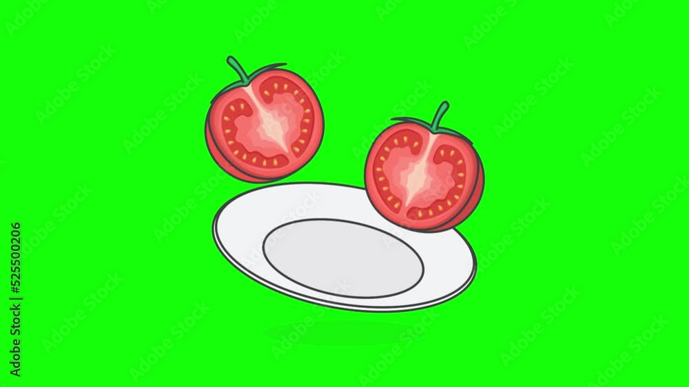 Tomato On Green Screen Background. 3D Fresh Red Tomatoes Animation ...