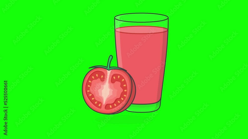 Tomato Juice On Green Screen Background. 3D Tomato Juice Animation. 3D ...