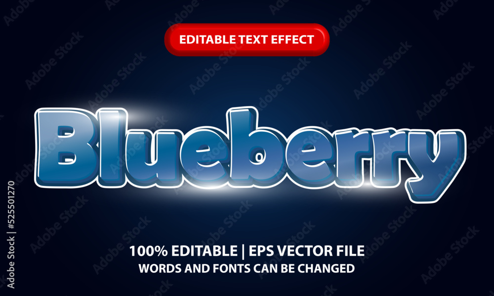 Blueberry Editable 3D Text Effect Template. Fresh Blueberry theme 3D ...