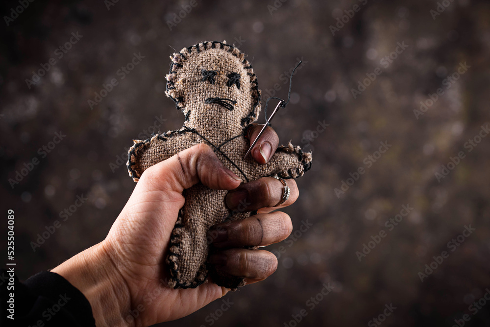 Voodoo doll. Black magic esoteric ritual. Halloween concept. Stock ...