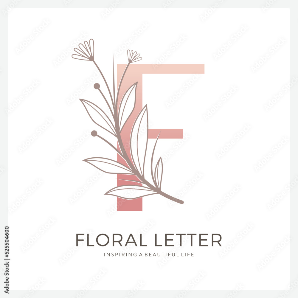 Floral letter F logo design for Luxury, Restaurant, Royalty, Boutique ...