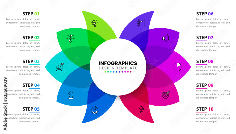 Infographic template. Circle with 10 steps and icons Stock Vector ...