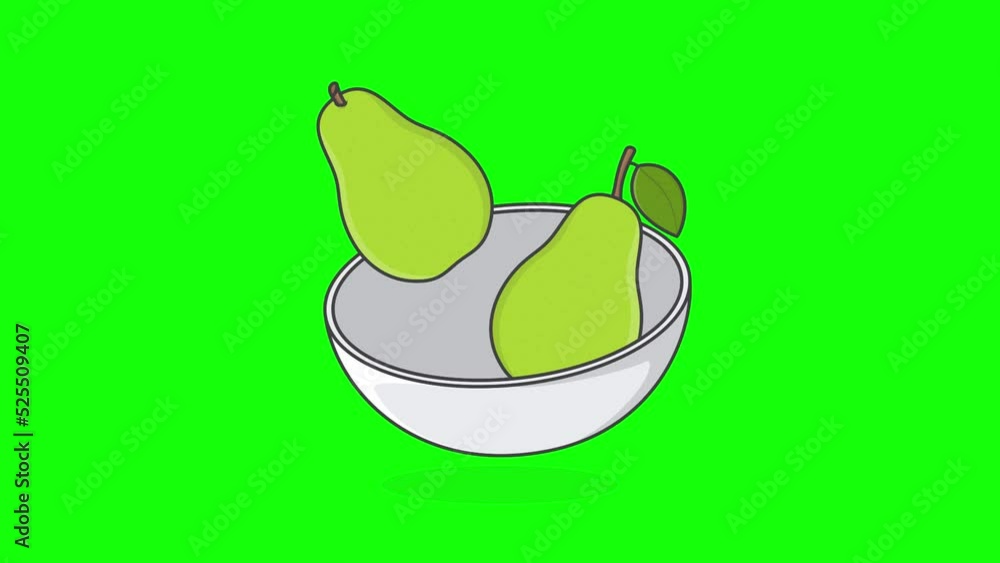 Green Pear Fruit On Green Screen Background. 3D Fresh Pear Fruit ...