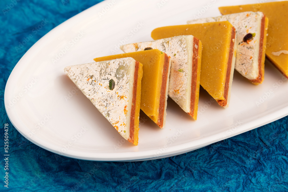 Indian Mithai Kaju Kesar Choco Gulkand Sandwich Burfi Also Known As ...