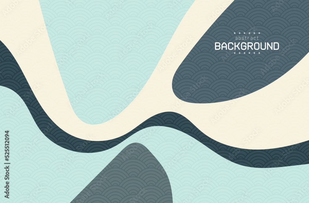 ocean wave form with gradient oriental curve background marine tropical ...