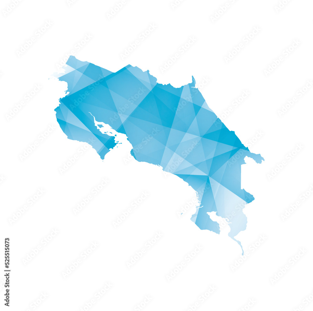 vector illustration of Costa Rica map with blue colored geometric ...