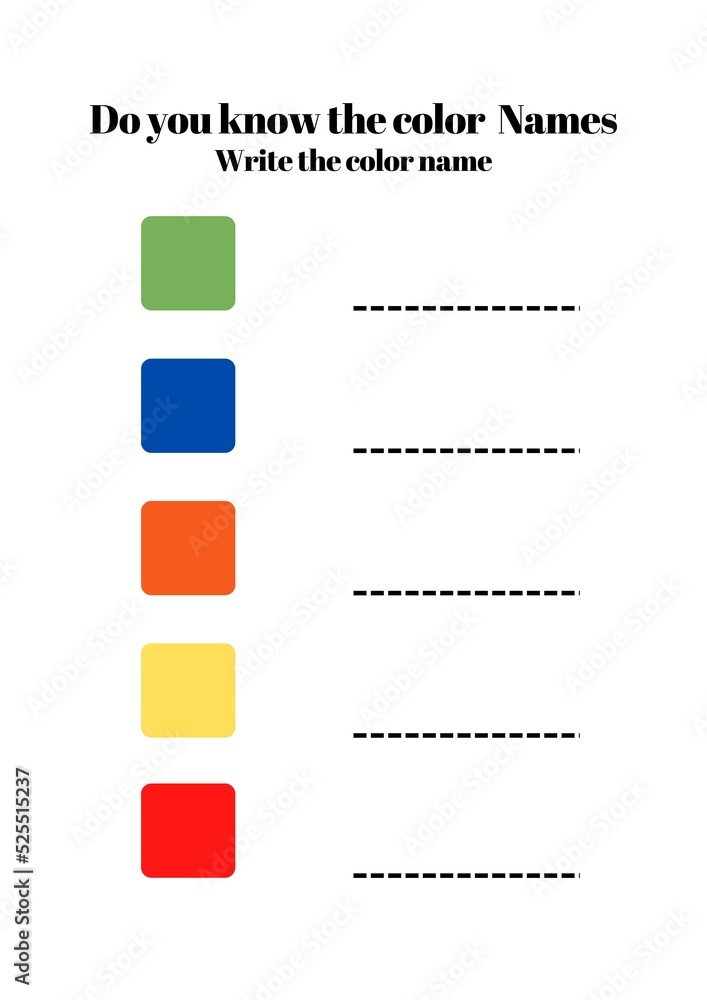 High Resolution Printable Colour Names Test Worksheets for Kids, Learn ...
