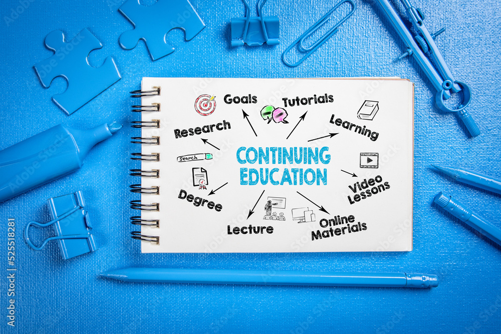 Continuing Education Concept. Chart with keywords and icons. Abstract ...
