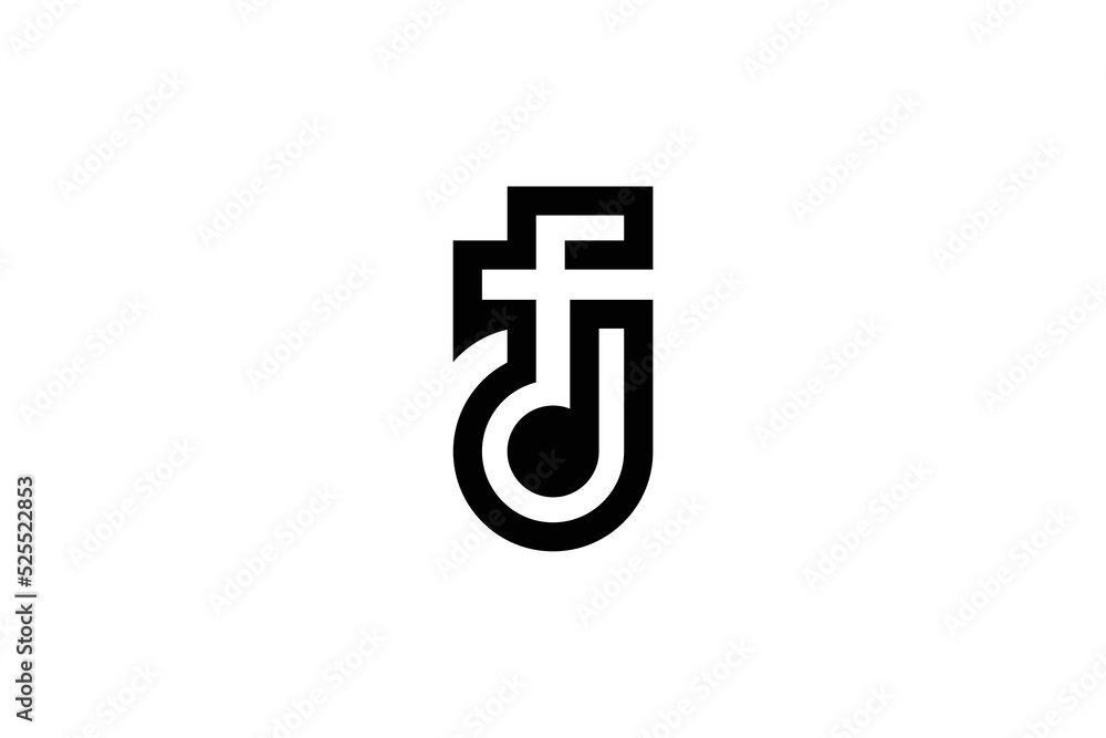 FJ logo with a minimal design. An icon of a JF letter on a luxury ...