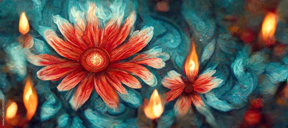 Ethereal surreal daisy flowers art in lovely ice blue cold fusion ...