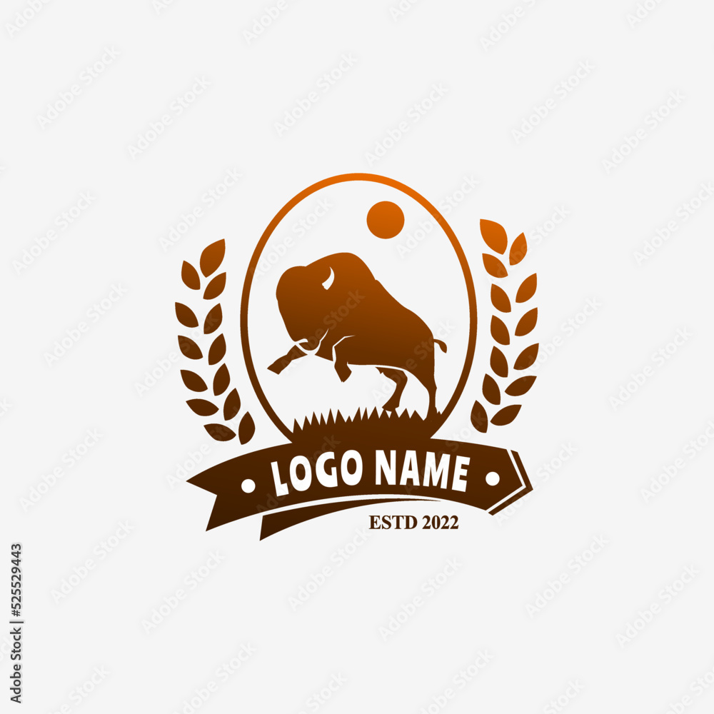 Bison silhouette logo. Bison buffalo logo badge emblem sign isolated ...