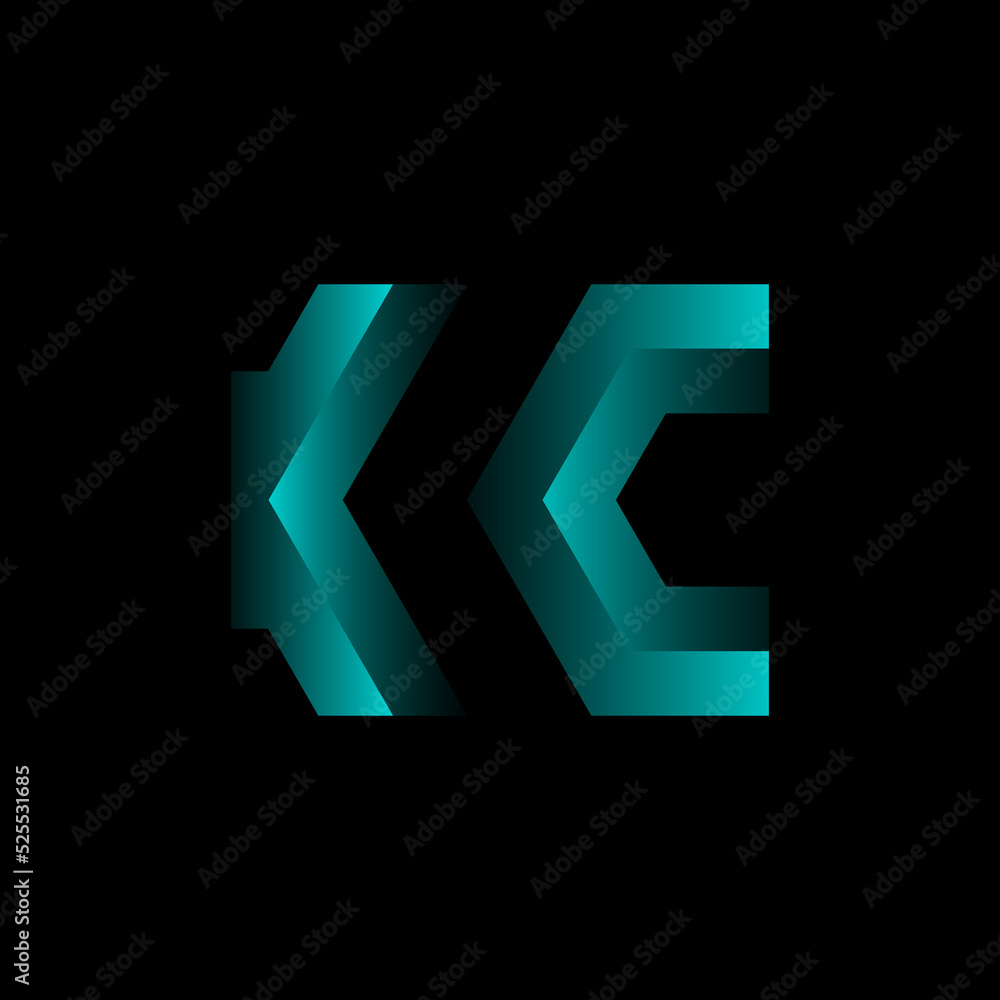 Bold letter icon logo vector illustration, futuristic letter K and C ...