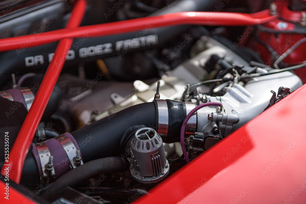 Powerful car engine. The internal design of the engine. Part of the car ... Powerful car engine. The internal design of the engine. Part of the car ...
