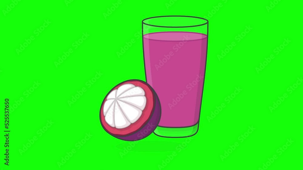 Mangosteen Juice With Fruit In Glass On Green Screen Background. 3D ...
