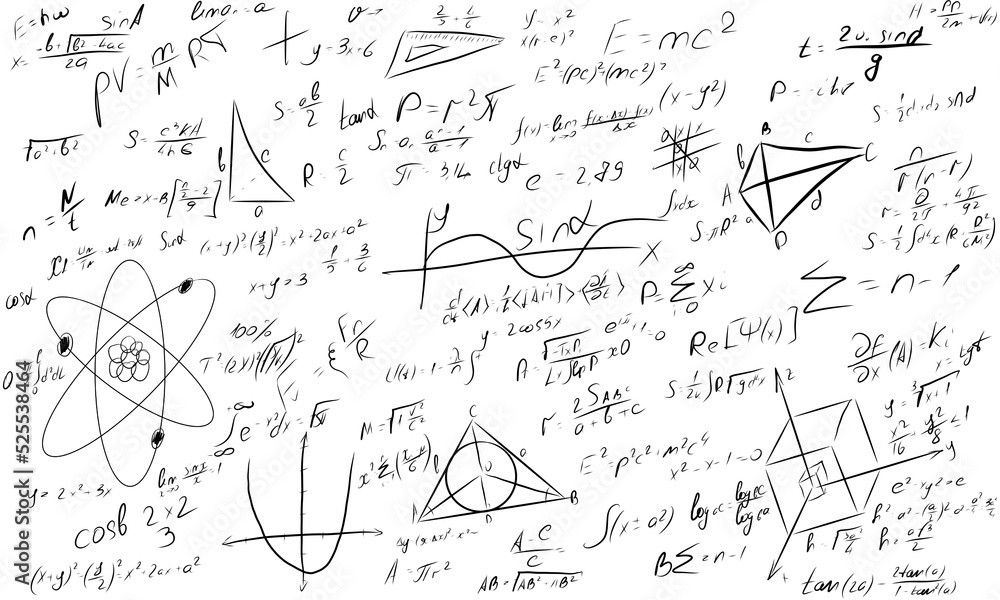 Math chalkboard illustration. Physics solving equation blackboard ...