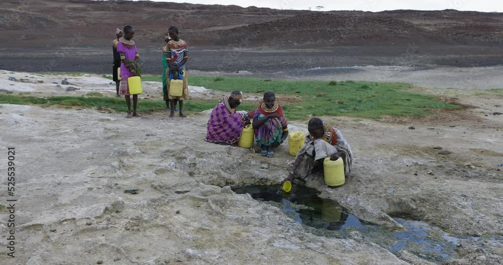 Climate change,drought,water crisis.Close-up view.African woman ...
