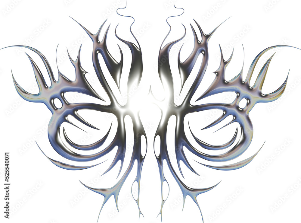 tribal 90s metallic chrome 3D goth y2k techno modern hype tattoo liquid ...