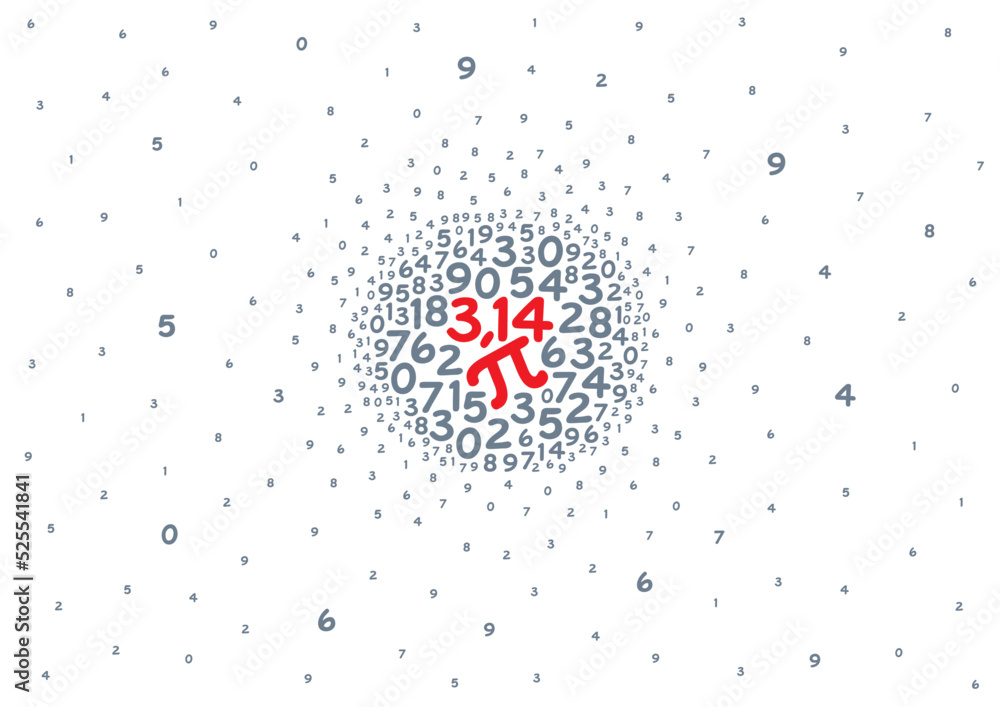 red pi number and symbol. pi number, pi symbol and scattered numbers ...
