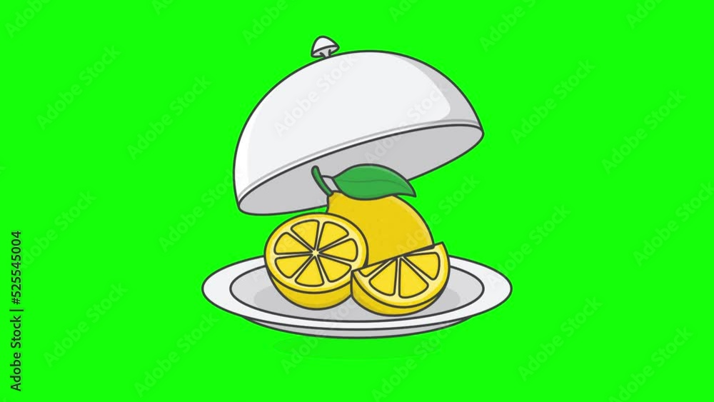 Slice And Whole Of Lemon On Green Screen Background. 3D Fresh Lemon ...