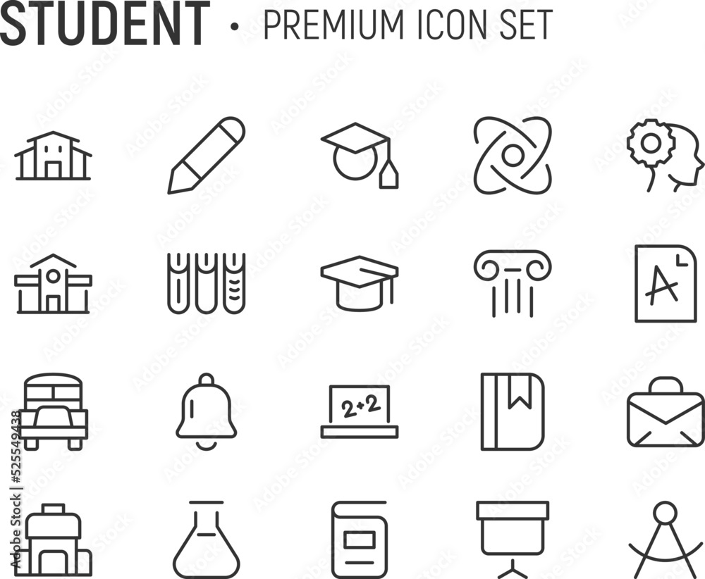 Editable vector pack of student line icons. Stock Vector | Adobe Stock Editable vector pack of student line icons. Stock Vector | Adobe Stock