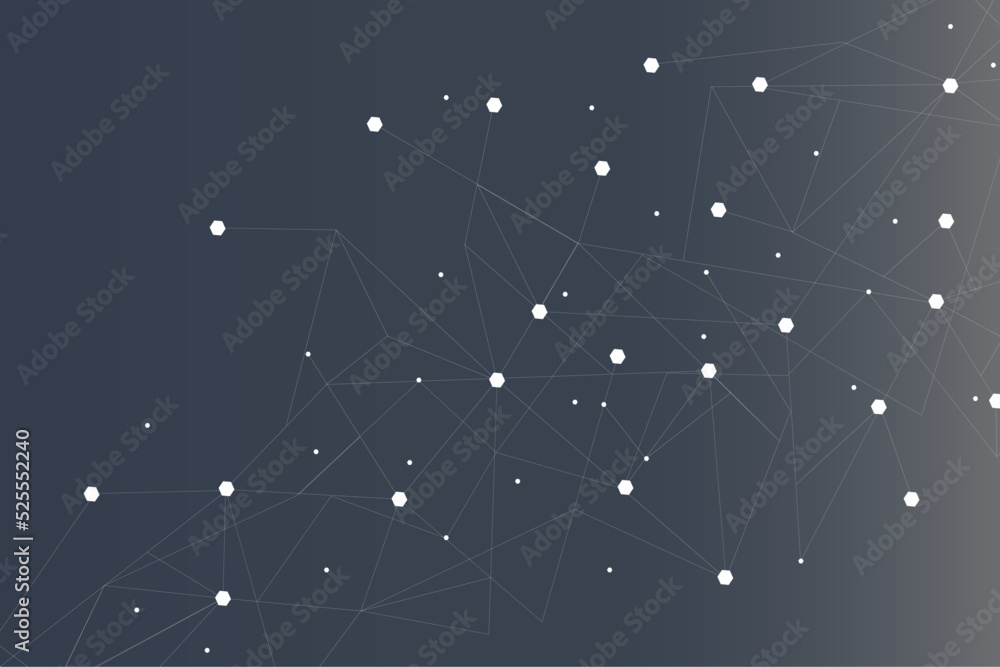 Network abstract connection isolated on blue background. Network ...