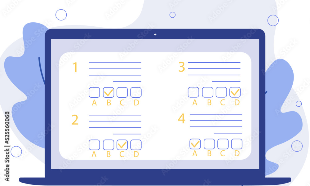 Online survey concept with people scene in flat cartoon design. Man ...
