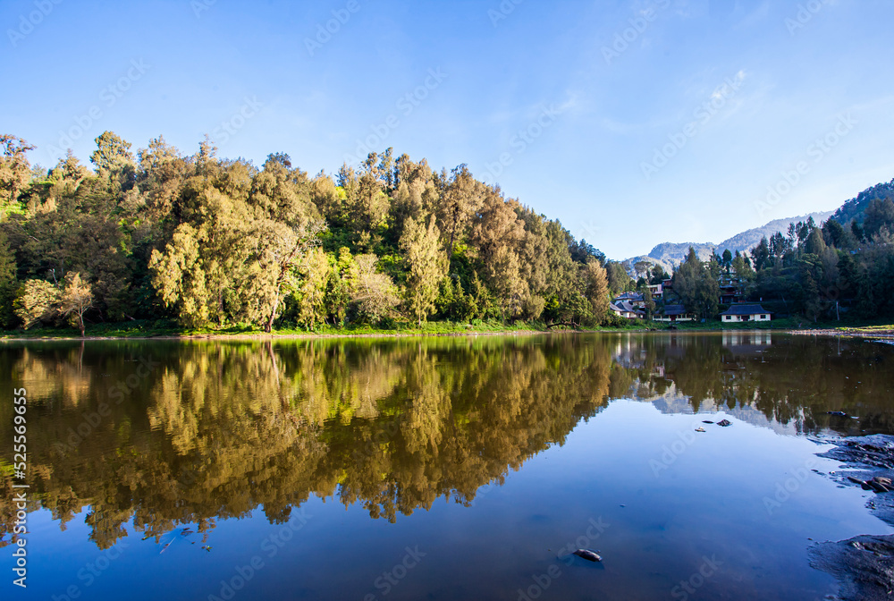 The beauty of Ranu Pani, the lake at the foot of Mount Semeru, is the ...