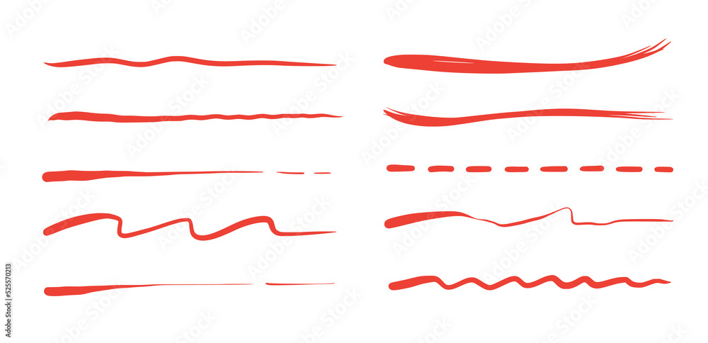Red brush stroke underline. Marker pen highlight stroke. Vector swoosh ...