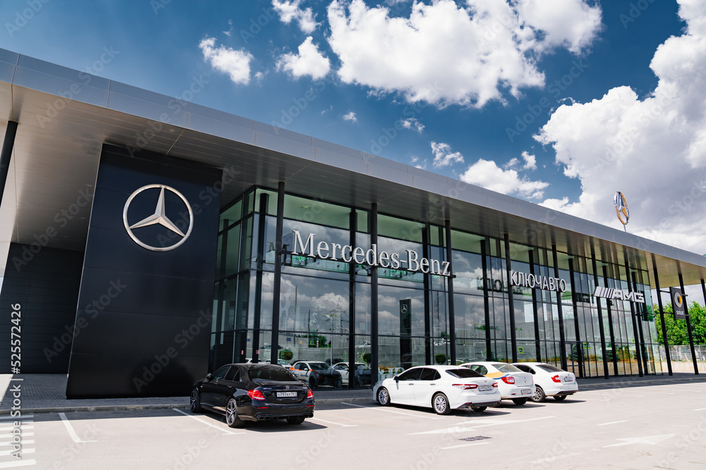 exterior of the Mercedes car dealership. sale of new cars on credit ...