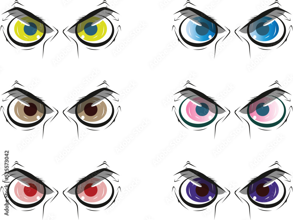 Cartoon beautiful eyes vector set. angry eyes of devil Stock Vector ...