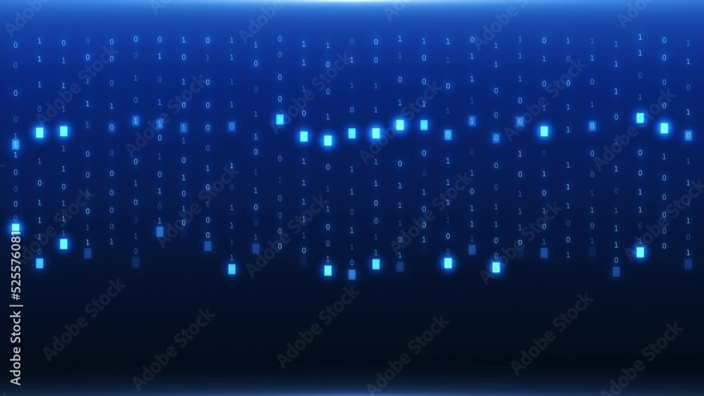 Binary Code Blue Background With Digits Moving On Screen Algorithm Binary Hud Interface Data