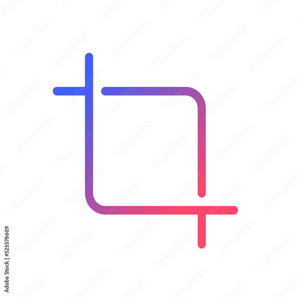 Crop picture pixel perfect gradient linear ui icon. Photography composition. Resizing tool ...