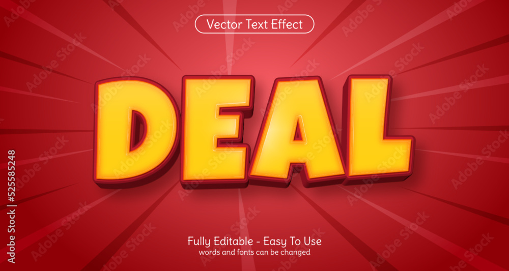 Deal 3d text editable style effect template Stock Vector | Adobe Stock