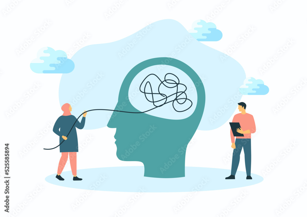 Mental health care treatment vector illustration concept. specialist ...