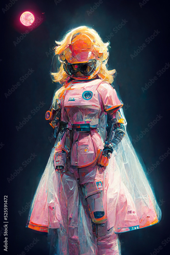 blond princess in pink spacesuit Stock Illustration | Adobe Stock
