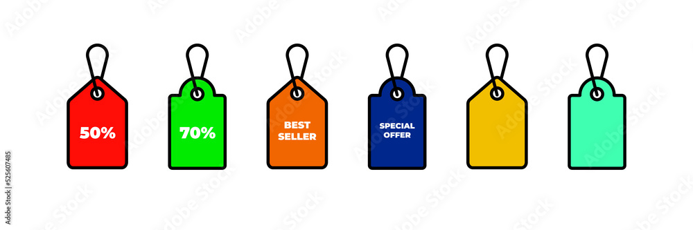 Outline price tag different shapes. Vintage label template. Collection ...